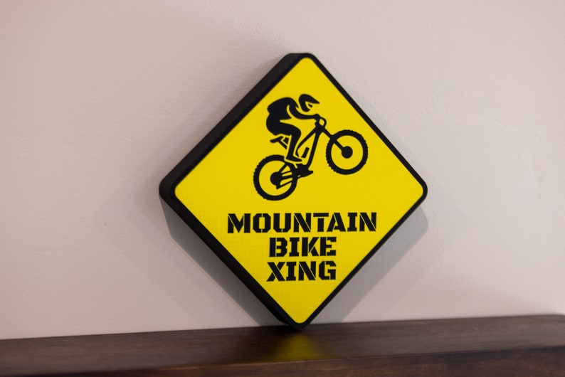 Mountain Bike Crossing Sign 3D Printed Mountain Biker Gift Mountain ...