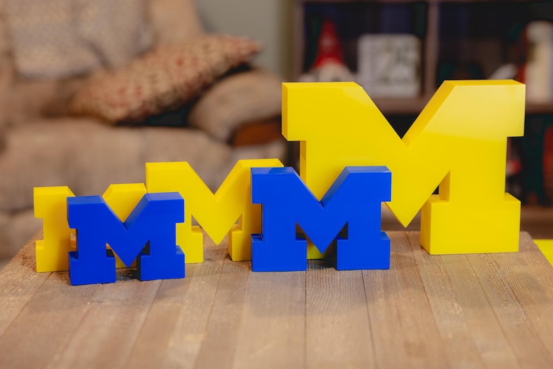 Block M Decor: Maize & Blue 3D Printed Letter - Etsy