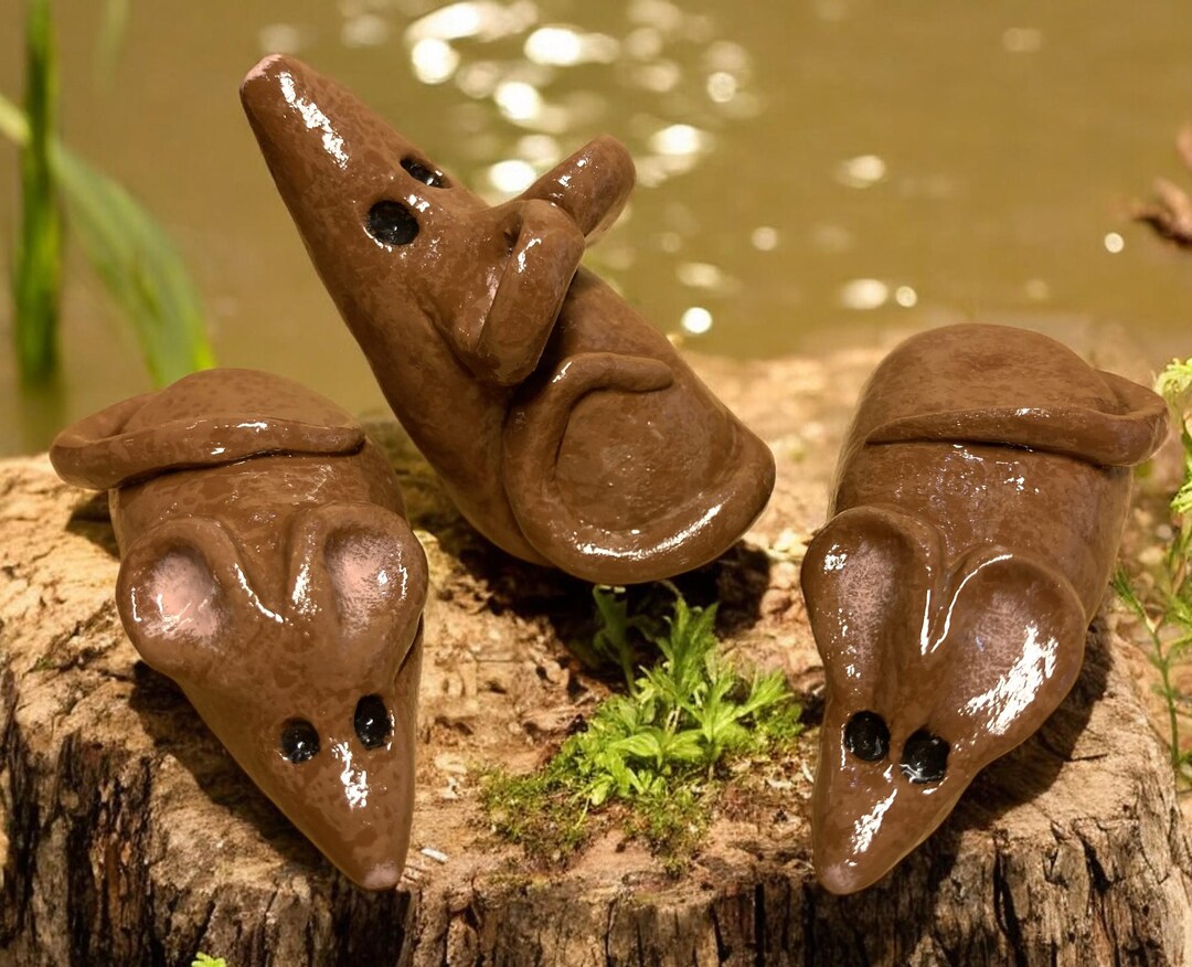 Handcrafted Clay Mouse Figurines: Brown Mouse Family Set - Etsy