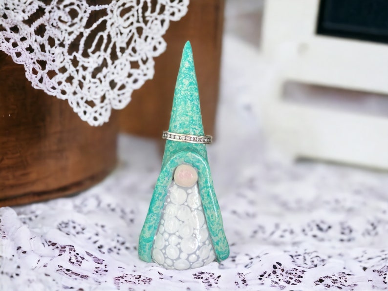 Handmade Gnome Ring Holder Wedding Ring Cone Jewelry Keeper Ring Stand ...