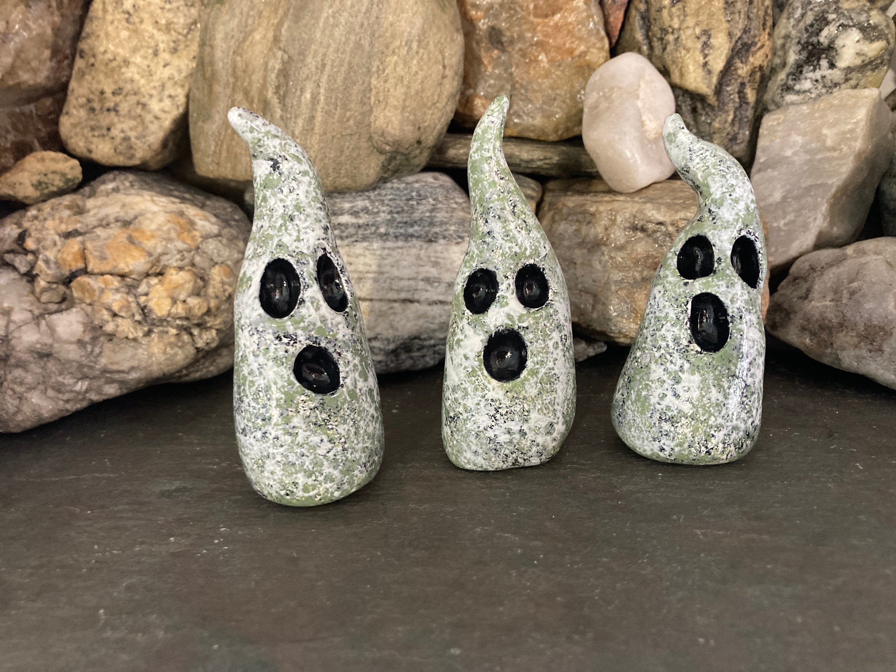 3 Ghosties Air Dry Clay Ghost Sculptures Spooky Decor Ghost Family ...