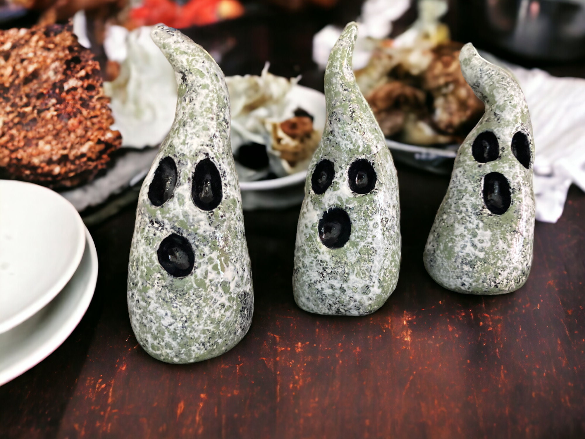 3 Ghosties Air Dry Clay Ghost Sculptures Spooky Decor Ghost Family ...