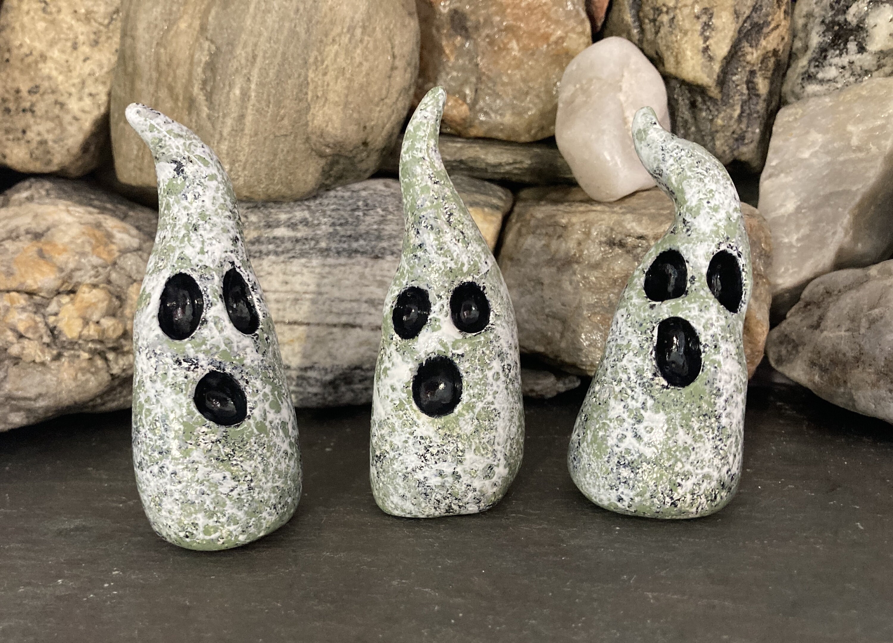 3 Ghosties Air Dry Clay Ghost Sculptures Spooky Decor Ghost Family ...