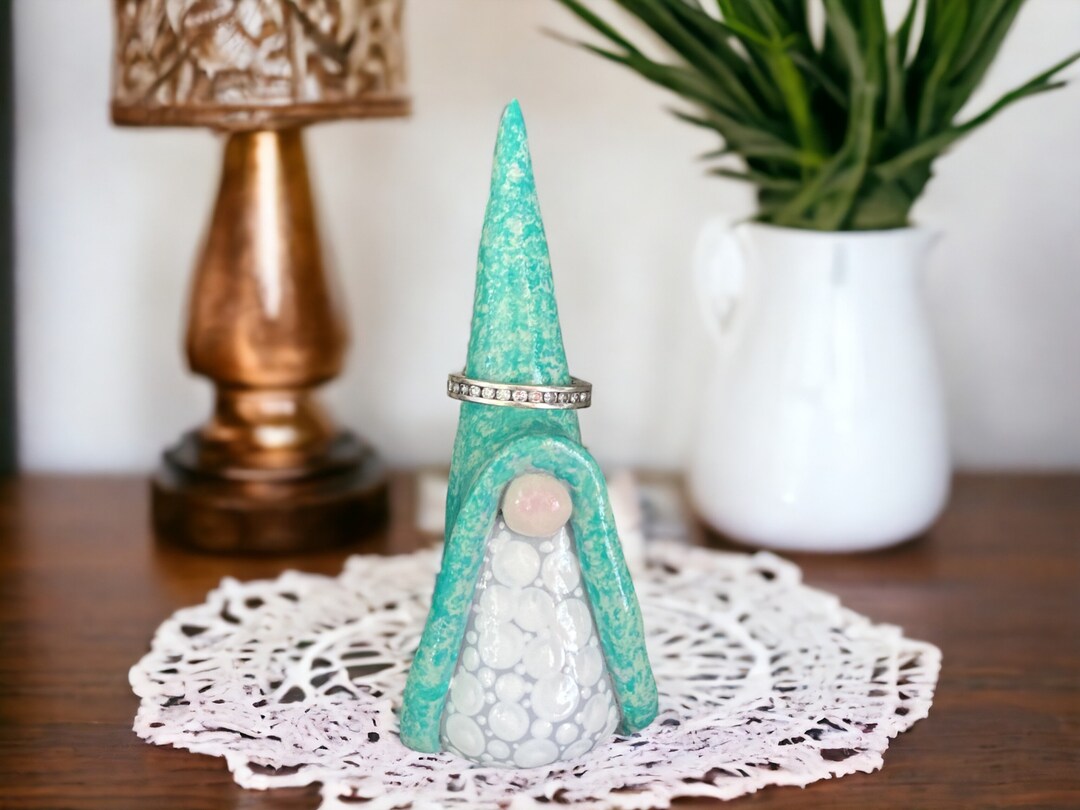 Handmade Gnome Ring Holder Wedding Ring Cone Jewelry Keeper Ring Stand ...