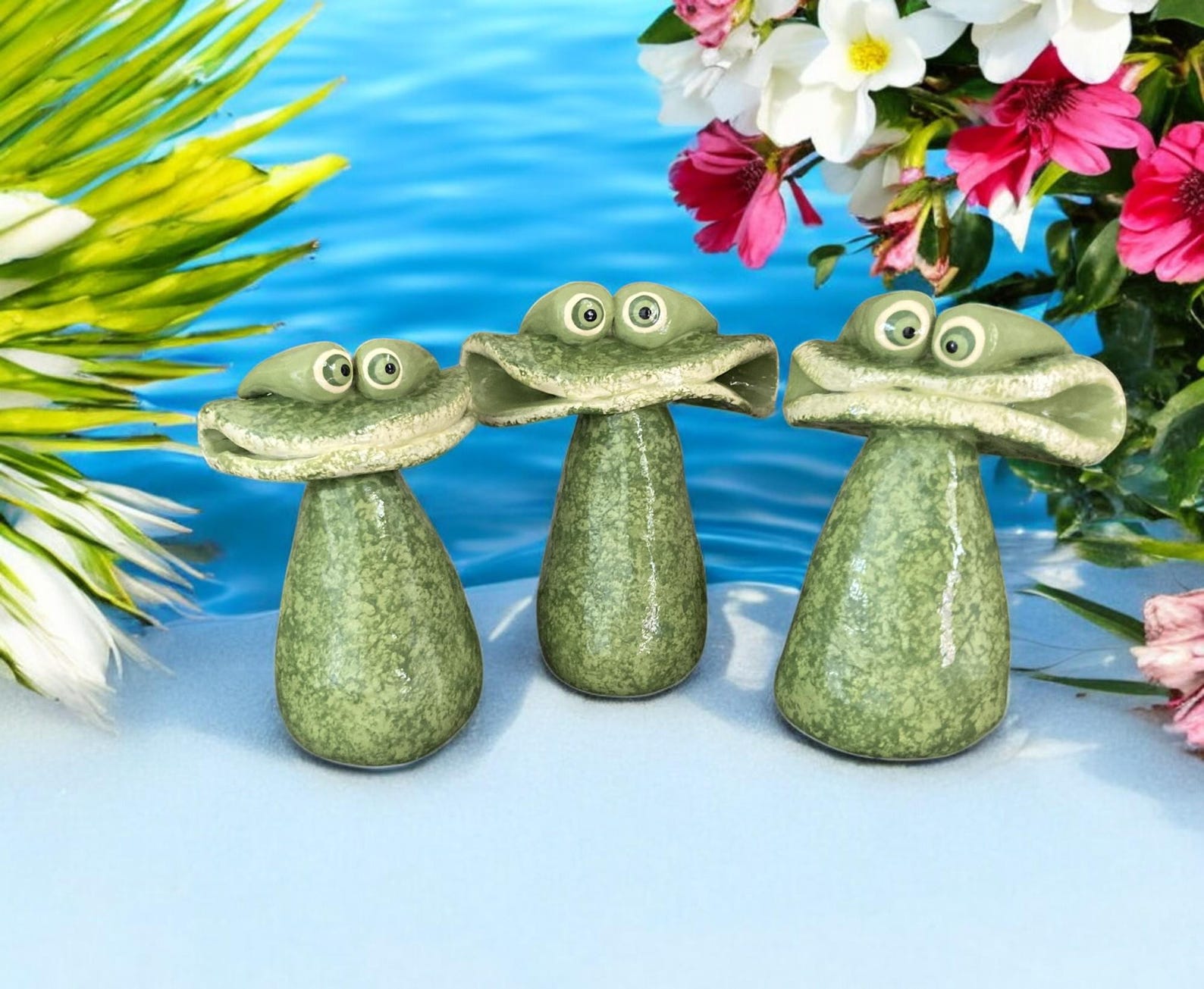 Silly Frog Handmade Statue - Clay Sculpted Funny Frog Ornaments - Funny ...