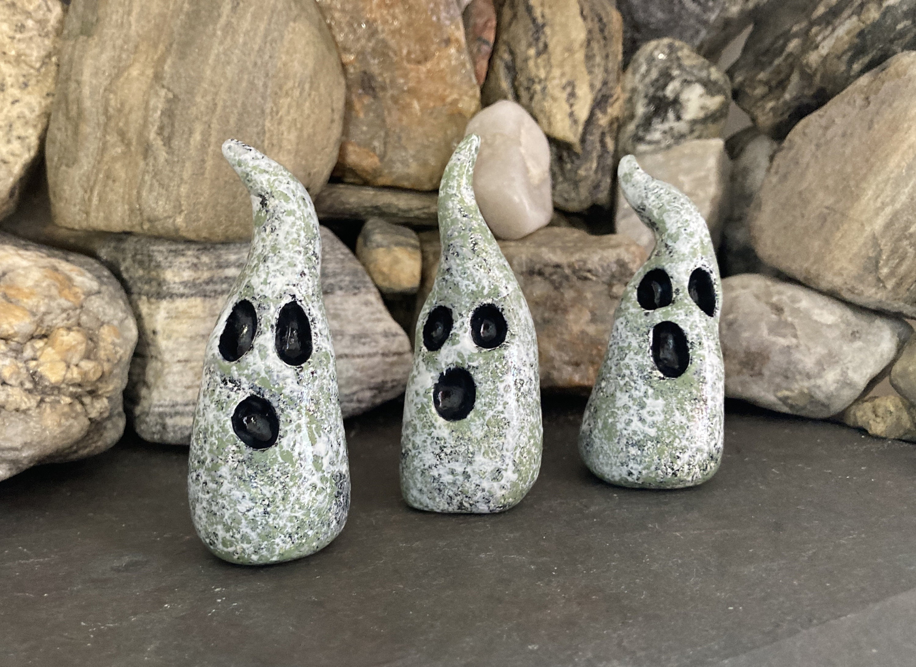 3 Ghosties Air Dry Clay Ghost Sculptures Spooky Decor Ghost Family ...