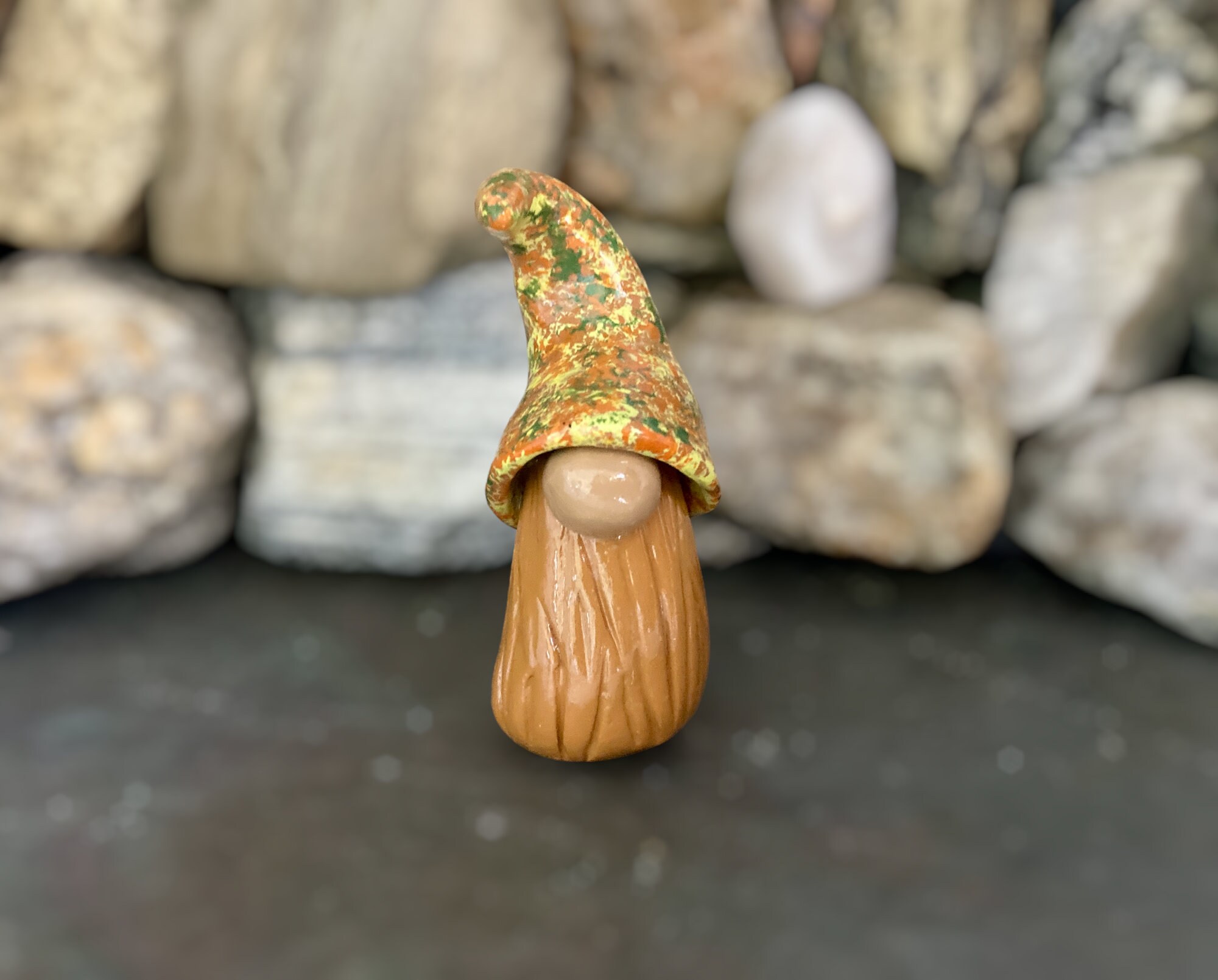 Elf Gnome Gonk, Mini Tomte. Clay Sculpture, Small Handmade Gnomie ...