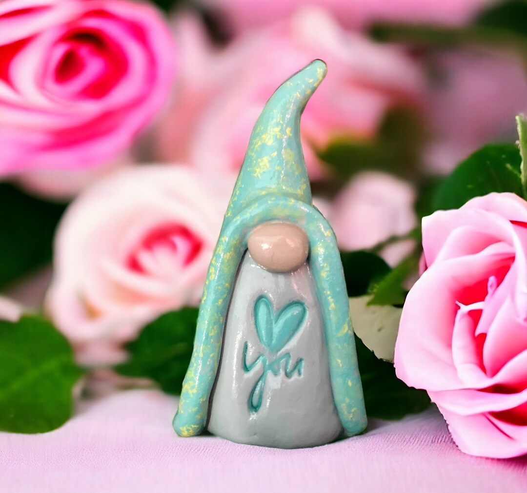 Love You Gnome, Sentiment Gift, Caring Tomte Gonk, Handmade Clay ...