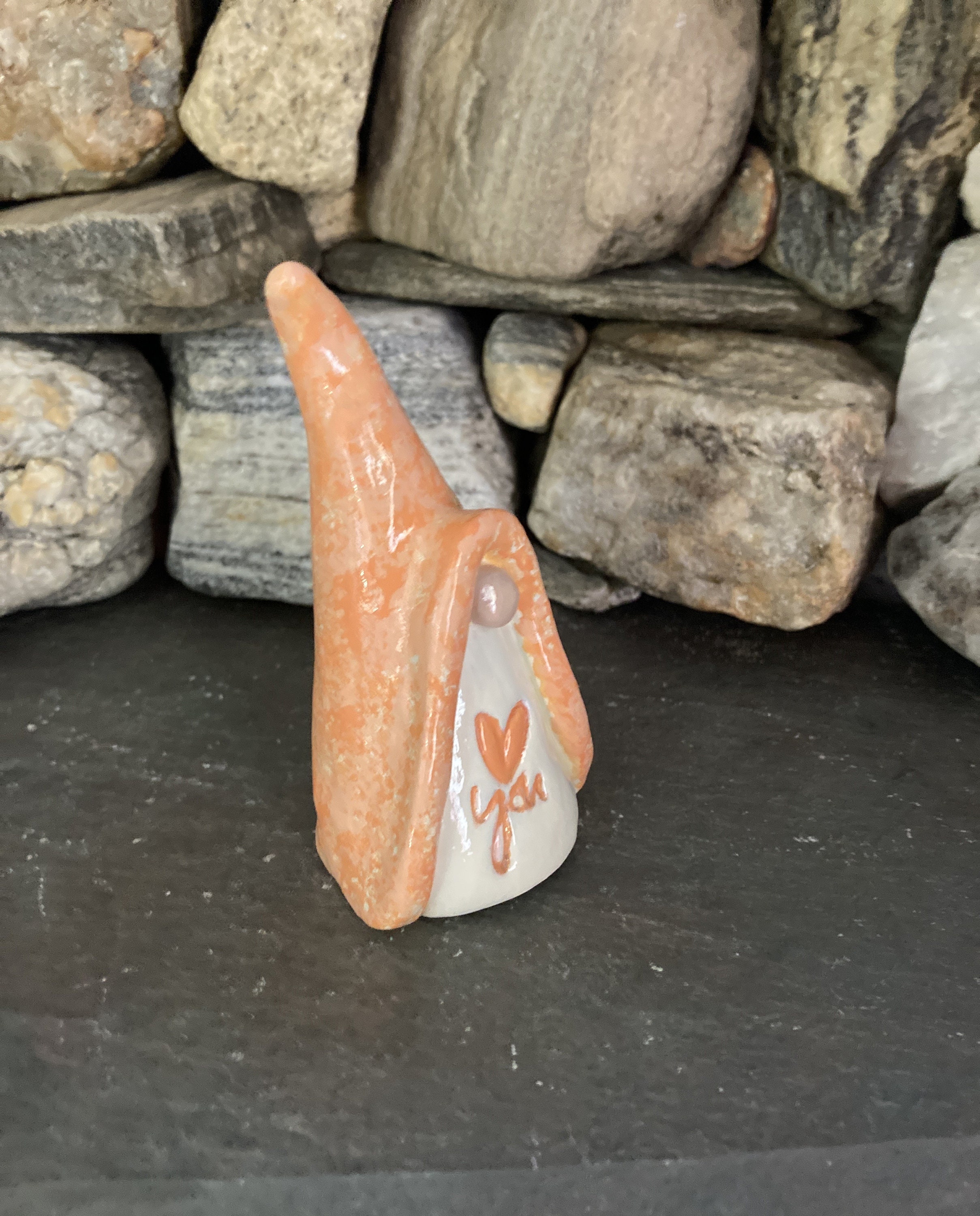 Love You Gnome Sentiment Gift Caring Tomte Gonk Handmade Clay Sculpture ...