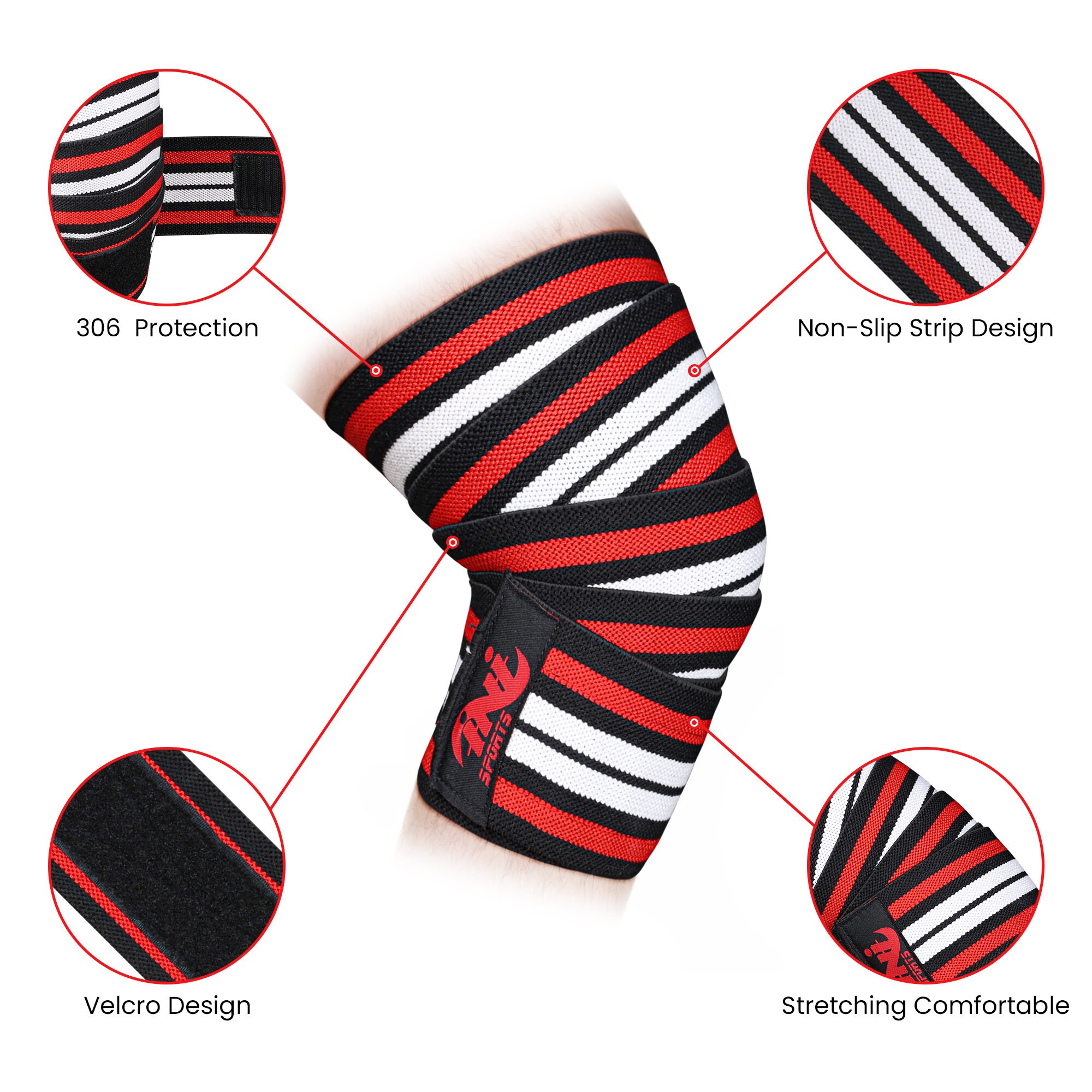 INI Knee Wrap Weight Lifting Bandage Strap Guard Pads Power Lifting 78 ...