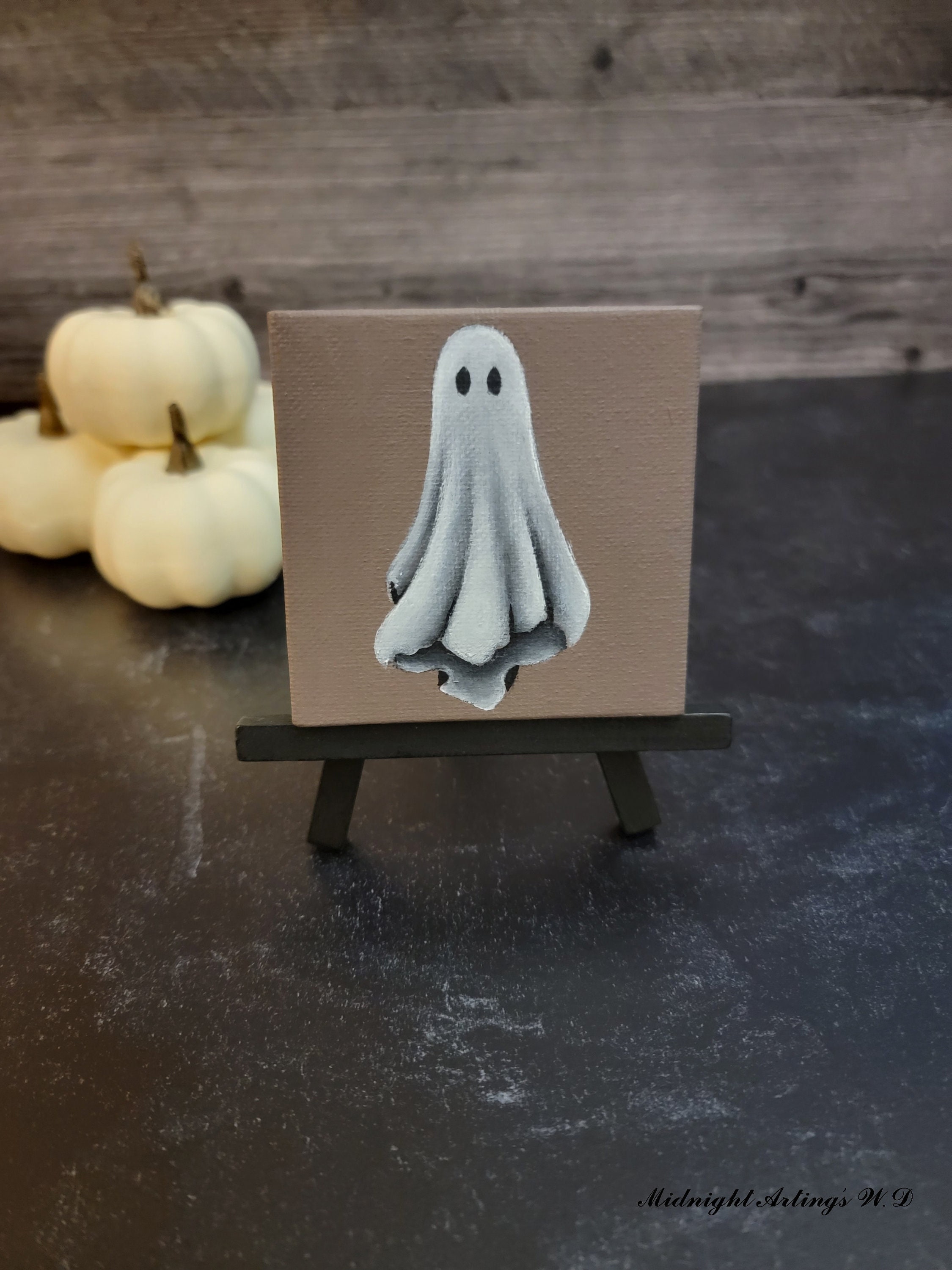 Mini Ghost, Mini Canvas, Miniature Painting, Acrylic Painting, Mini ...