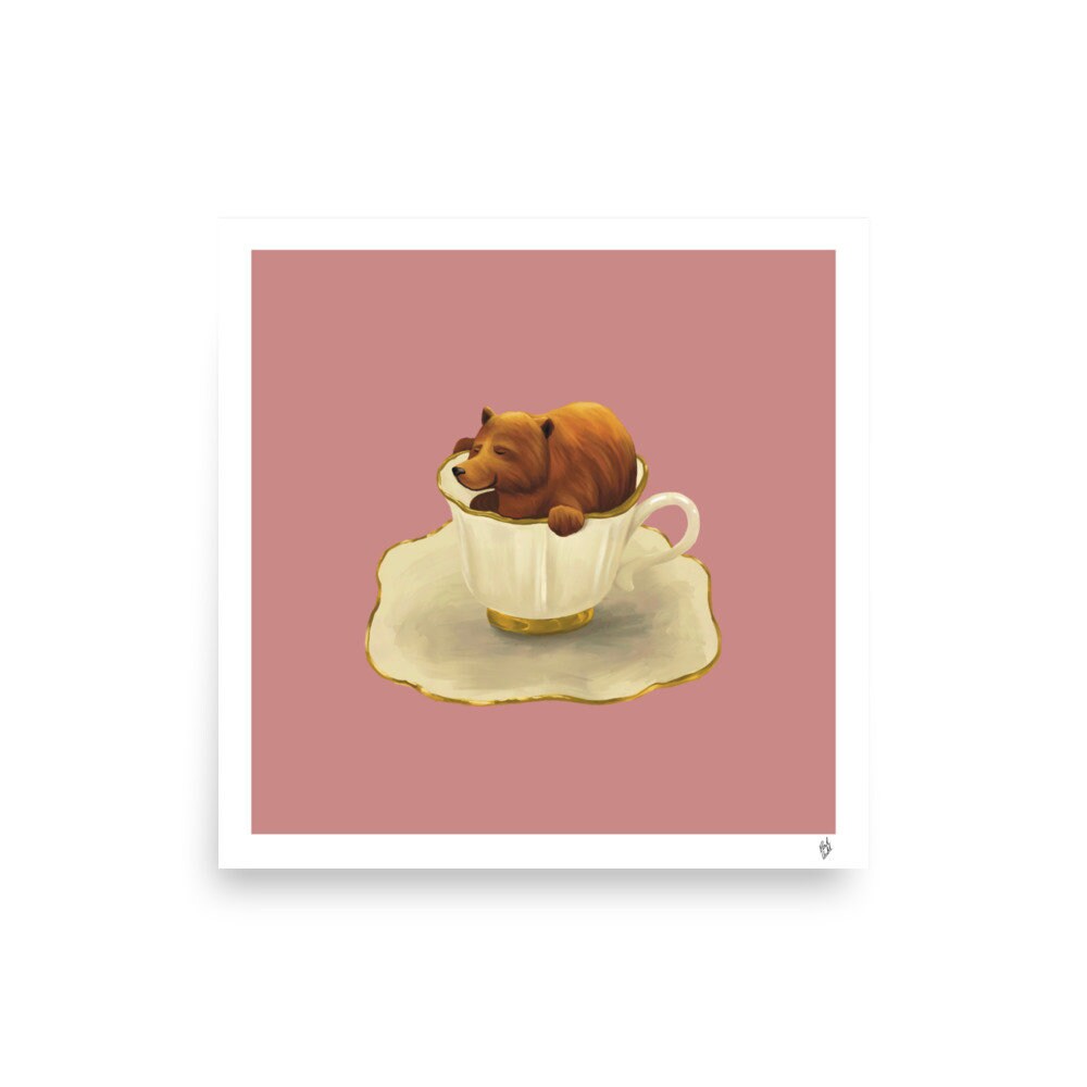 Grizzly Bear Tea Print - Etsy