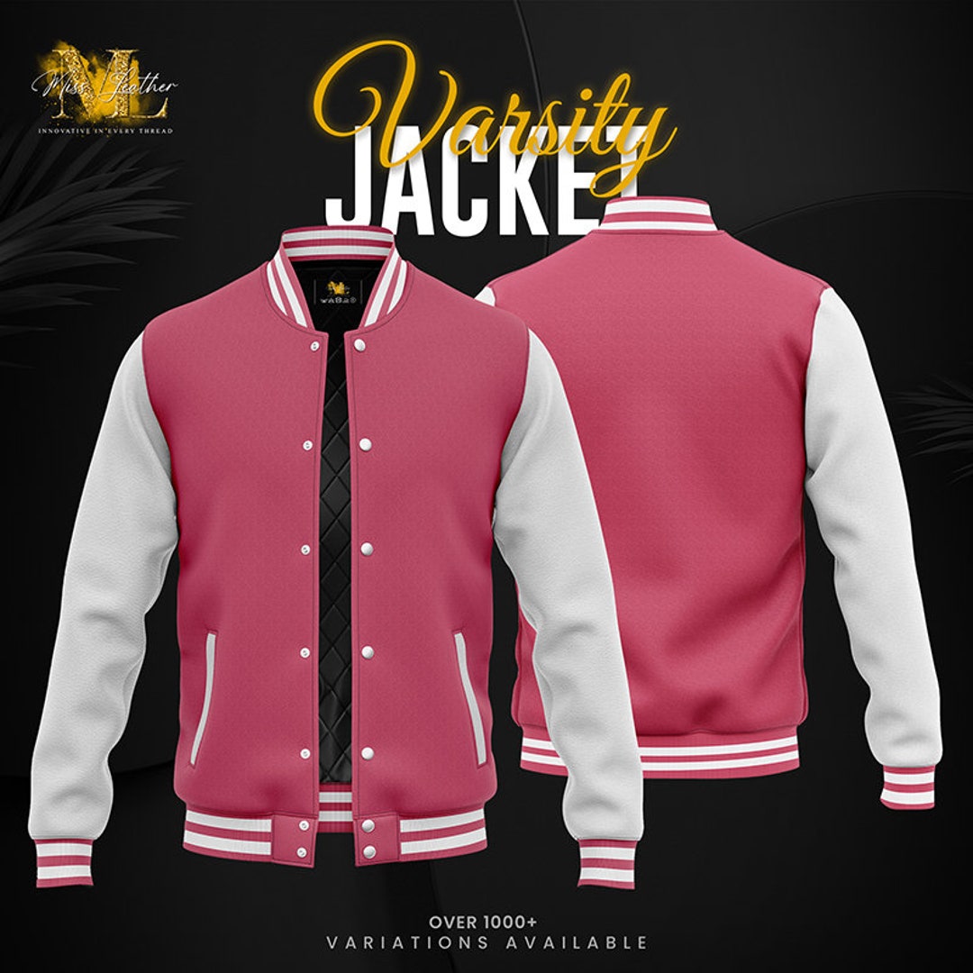Pink Varsity Jacket Kids Drive Jacket Baseball Letterman College Bomber ...