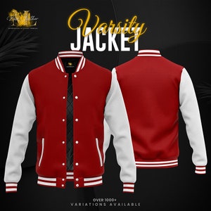 Maroon Varsity Baseball Letterman College Bomber Jacket W/ Real White ...