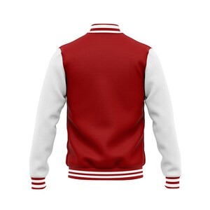 Maroon Varsity Baseball Letterman College Bomber Jacket W/ Real White ...