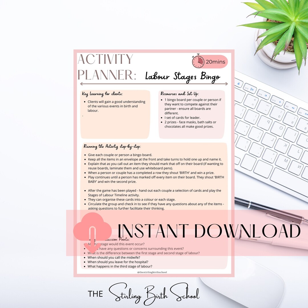 Stages of Labour Bingo Game for Birth Workers, Hypnobirthing ...