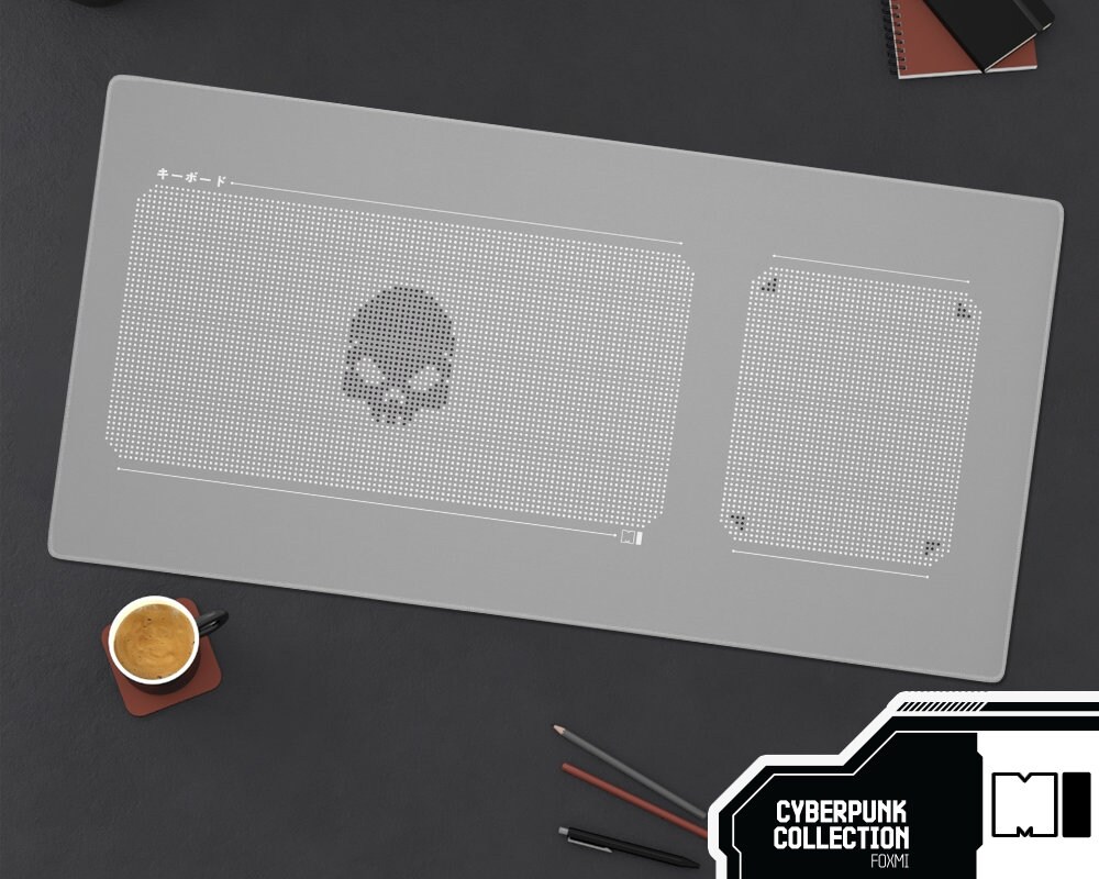 Minimalist Cyberpunk Mouse Pad 2 Sizes Sci Fi Skull XXL Mousepad Dot ...