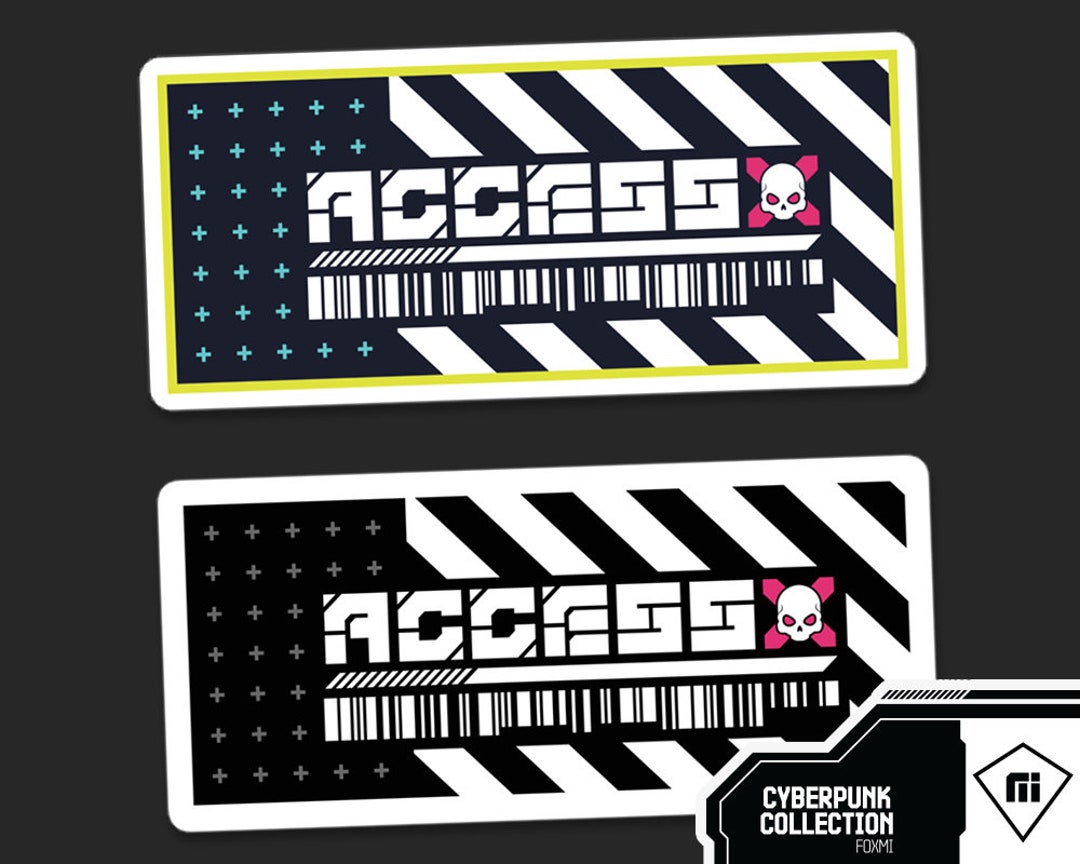 Cyberpunk Access Stickers Set of 2 Multiple Sizes Barcode Hi-tech Decal ...