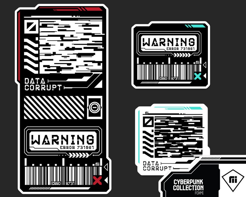 Corrupt Data Stickers Cyberpunk Sticker 3 Pack Multiple Color Options ...