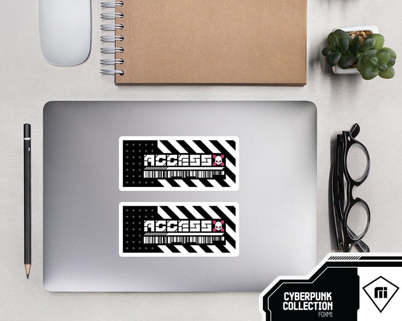 Cyberpunk Access Stickers Set of 2 Multiple Sizes Barcode Hi-tech Decal ...