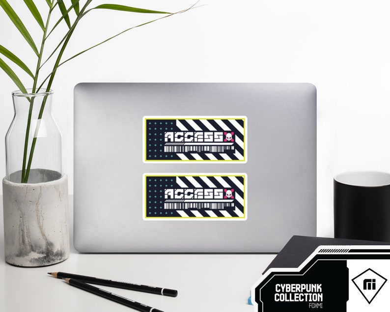 Cyberpunk Access Stickers Set of 2 Multiple Sizes Barcode Hi-tech Decal ...