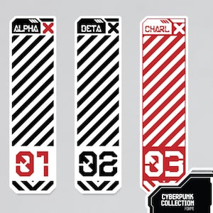 Cyberpunk Tag Stickers Set of 3 3 Styles Alpha Sticker Beta Sticker ...