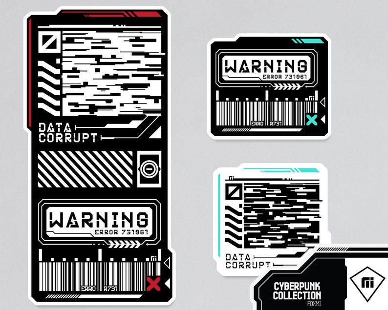 Corrupt Data Stickers Cyberpunk Sticker 3 Pack Multiple - Etsy