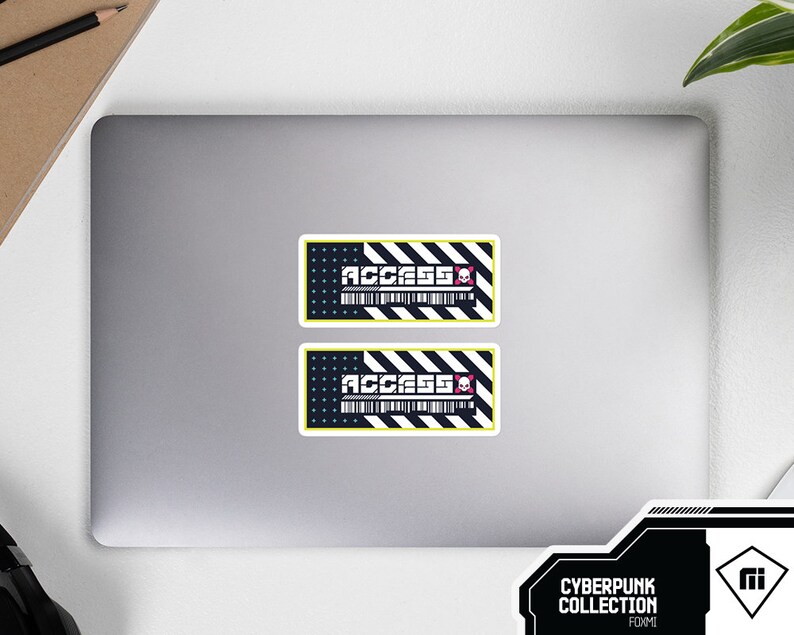 Cyberpunk Access Stickers Set of 2 Multiple Sizes Barcode Hi-tech Decal ...
