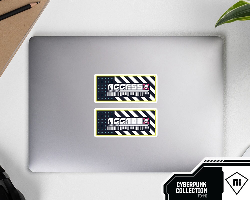 Cyberpunk Access Stickers Set of 2 Multiple Sizes Barcode Hi-tech Decal ...