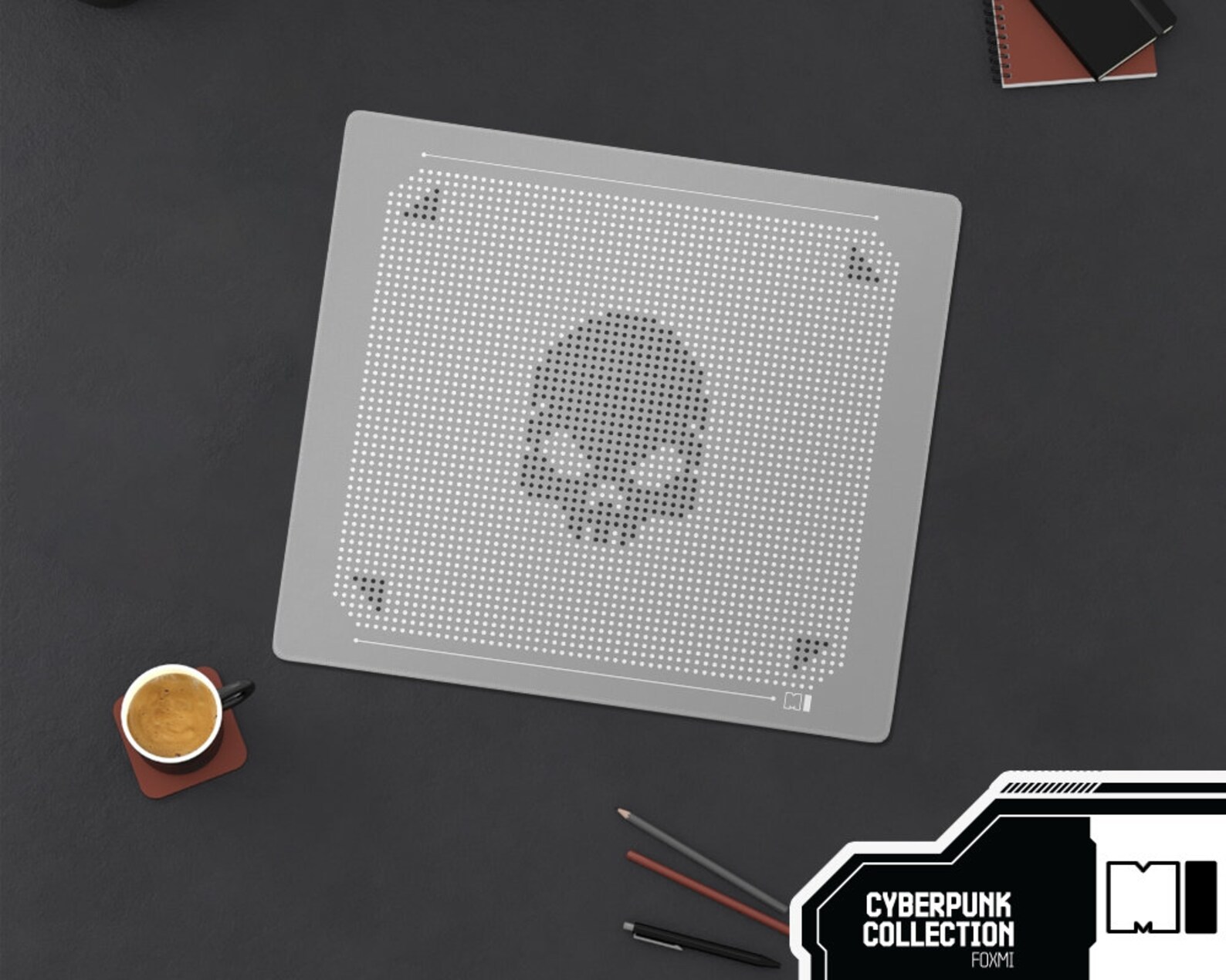 Minimalist Cyberpunk Mouse Pad 2 Sizes Sci Fi Skull XXL Mousepad Dot ...