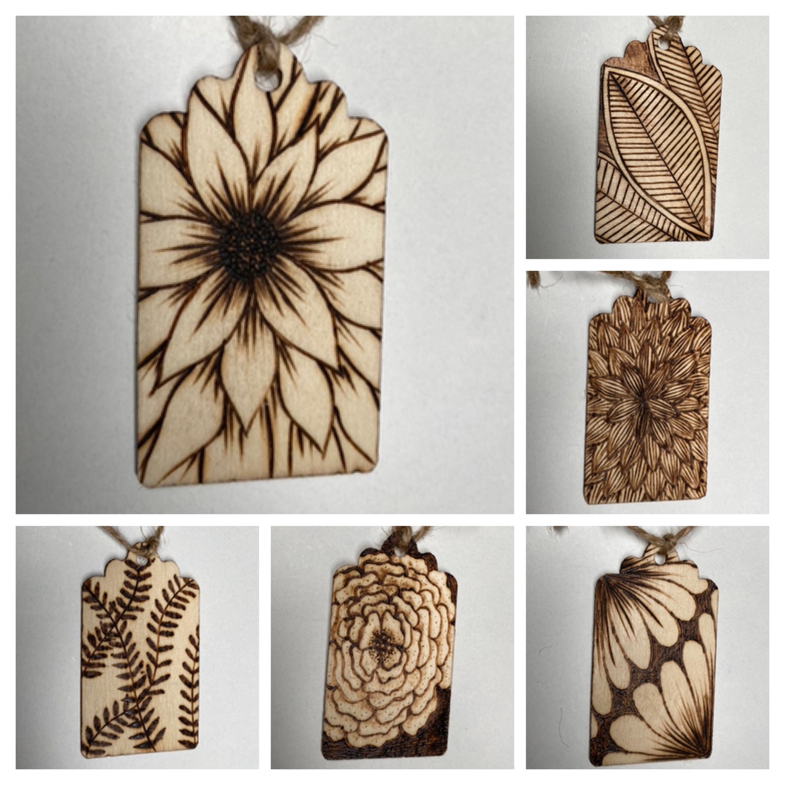 Gift Tags - Woodburned - Drawn by Hand (no Lasers!) - Set of 6 - Etsy