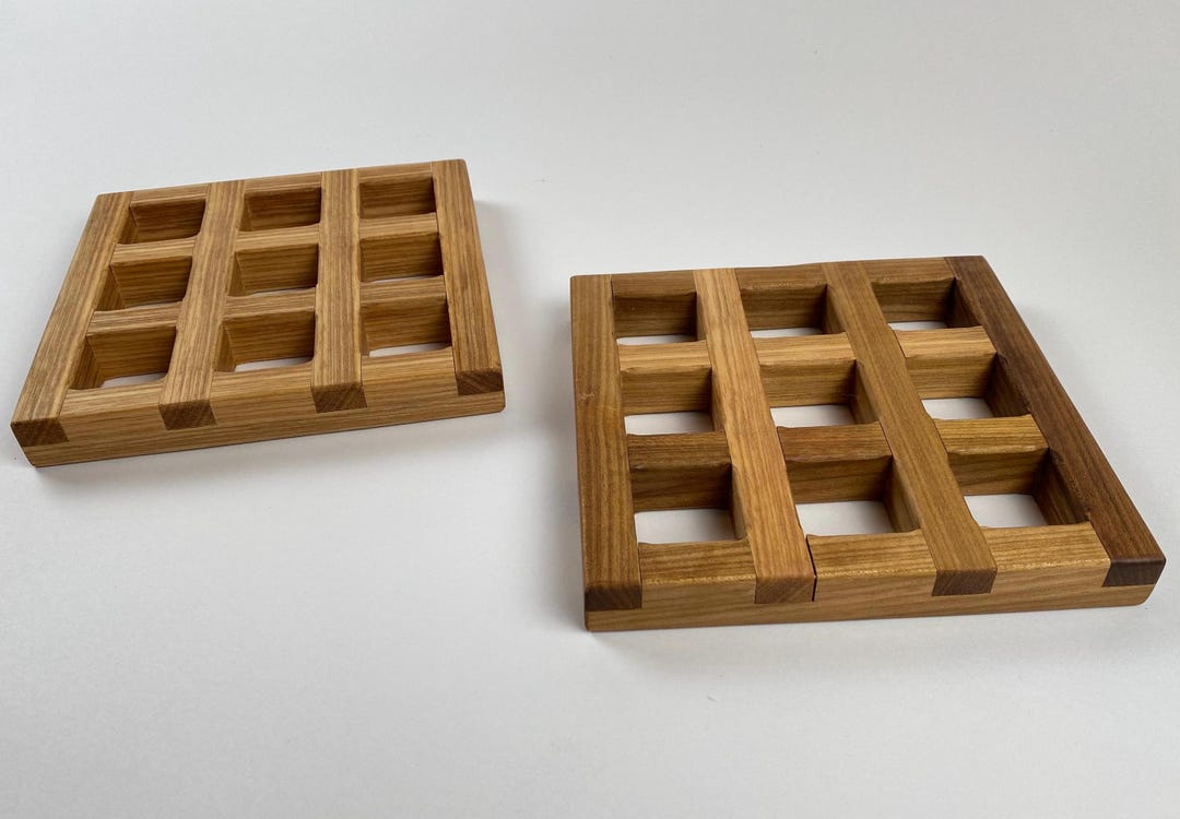 Handmade Lattice Trivet With Lap Joints, Solid Brazilian Oak, 1-inch ...