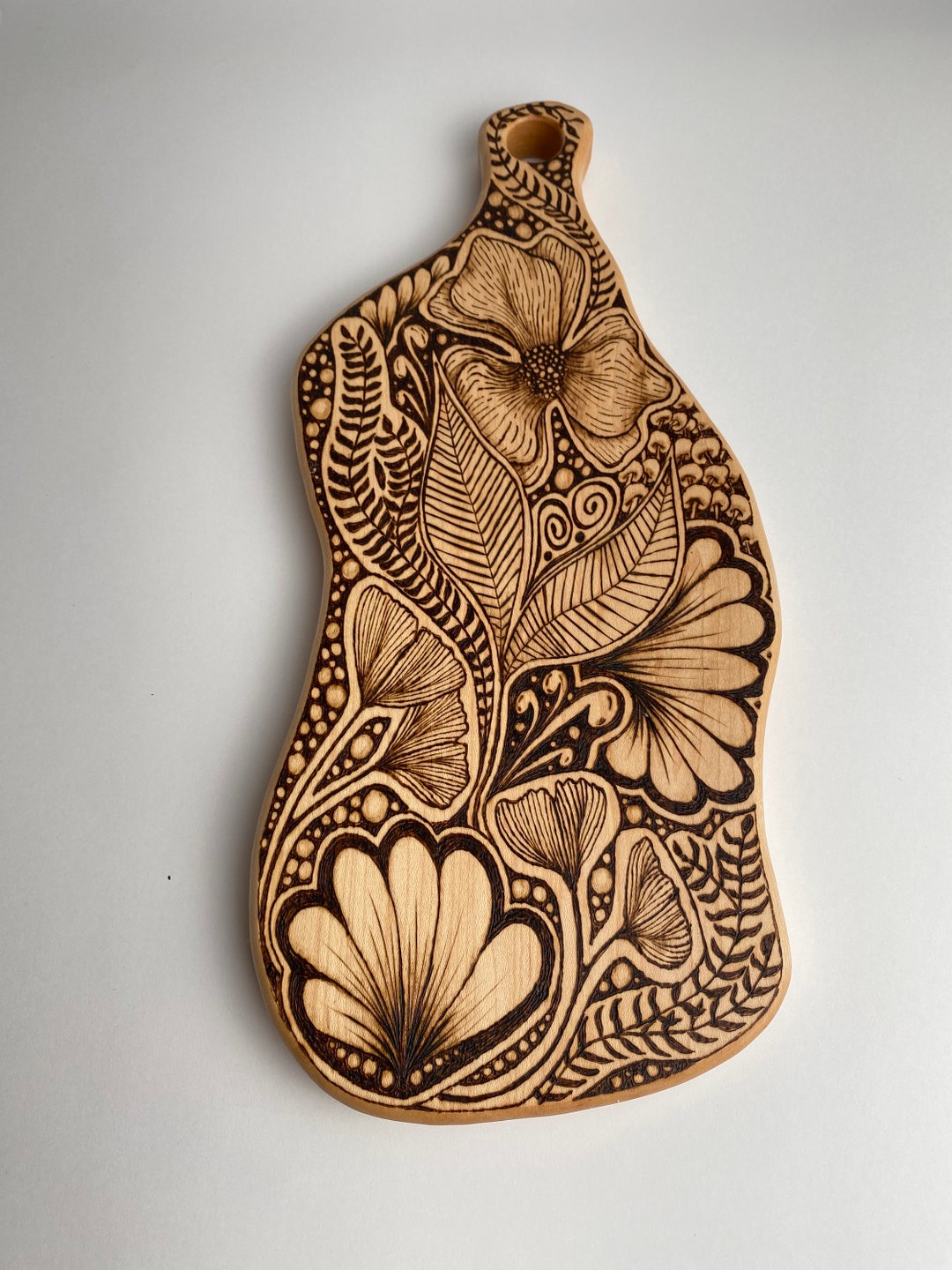 Handmade Charcuterie Board Pyrography Freehand Zentangle Design ...