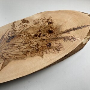 Wall Art: Wildflowers on Maple With Live Edge Woodburned pyrography - Etsy
