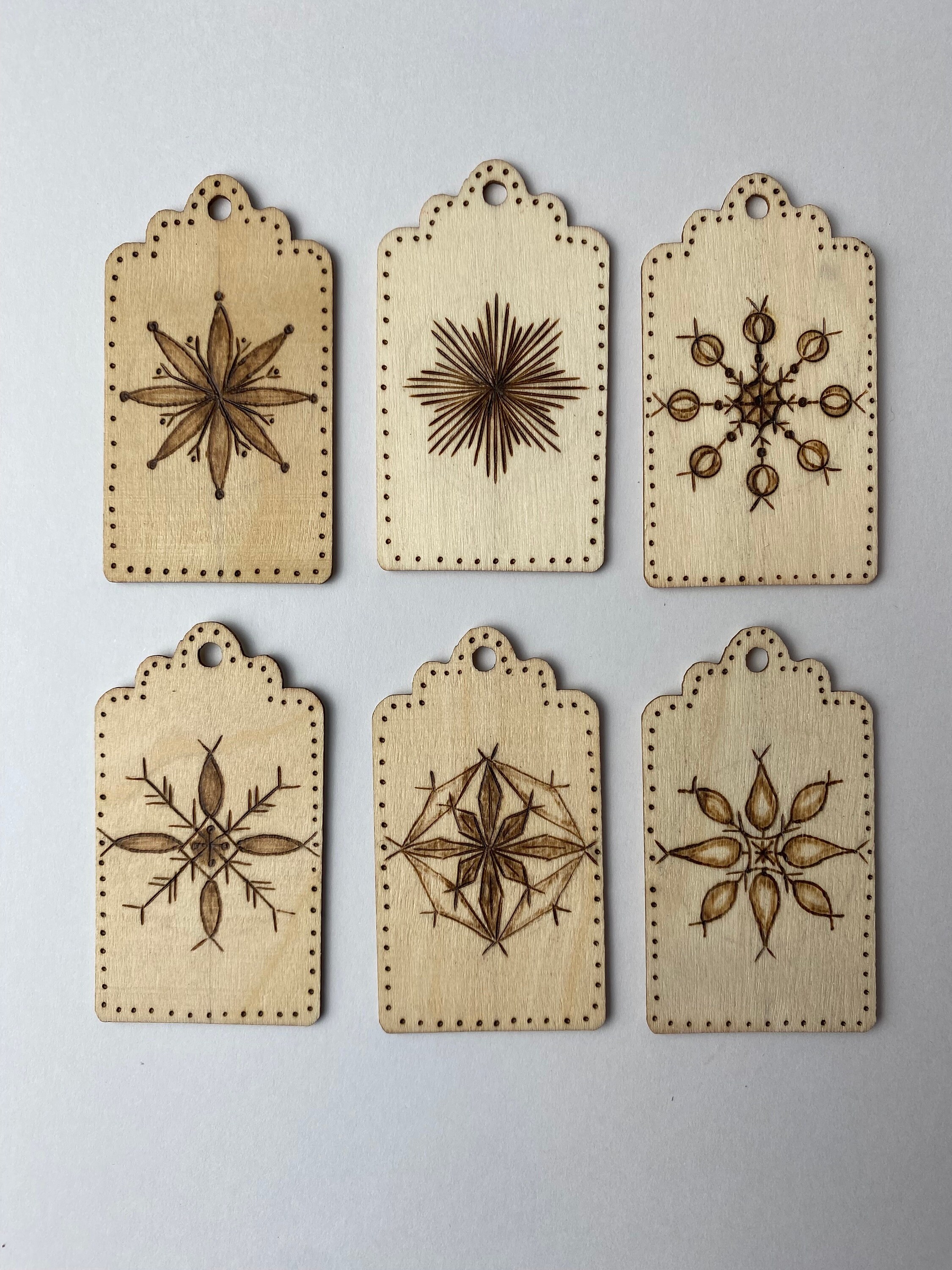 Gift Tags - Woodburned - Drawn by Hand (no Lasers!) - Set of 6 - Etsy