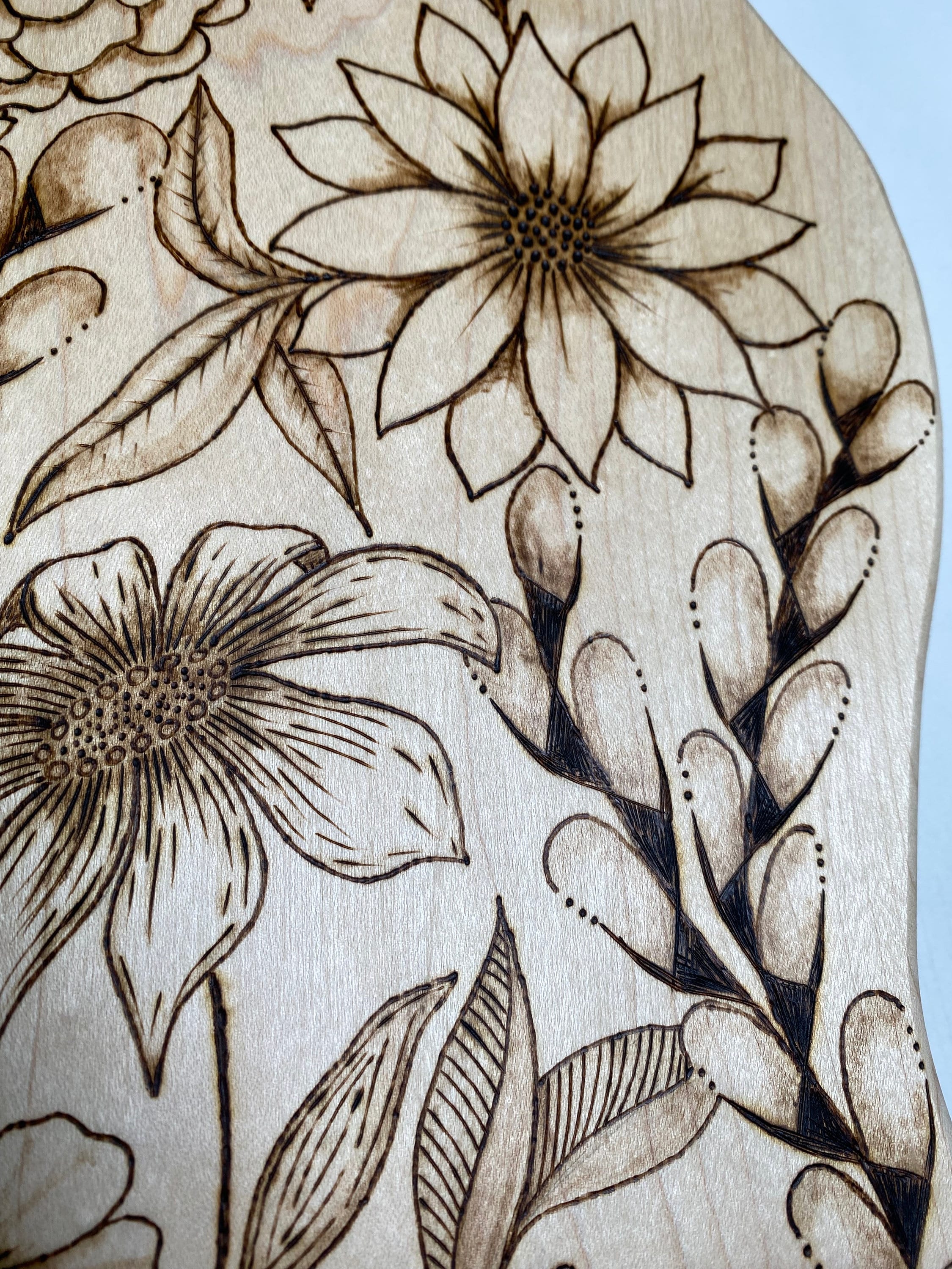 Handmade Charcuterie Board Pyrography Zentangle Flowers Design Hand ...