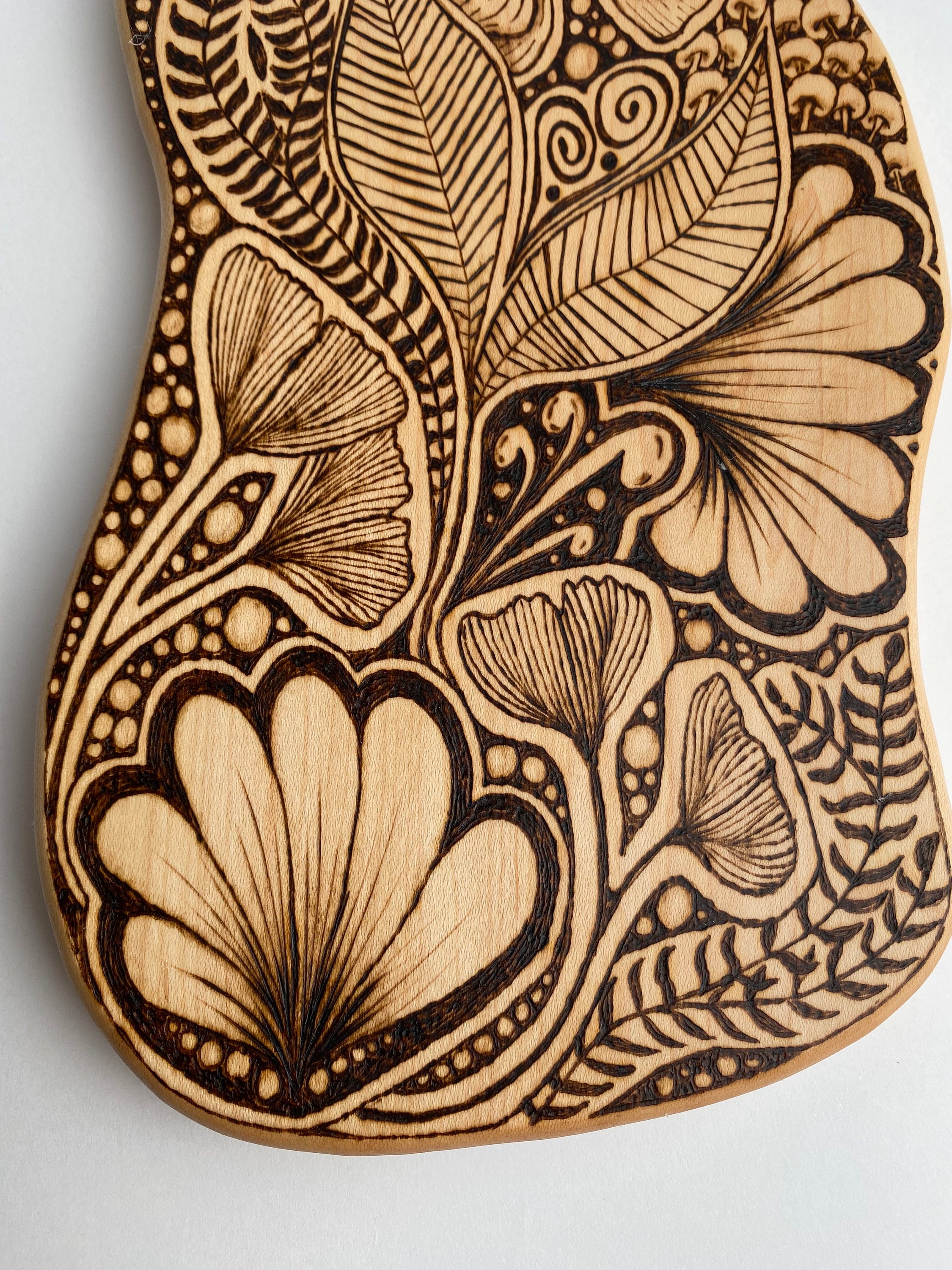 Handmade Charcuterie Board Pyrography Freehand Zentangle Design ...