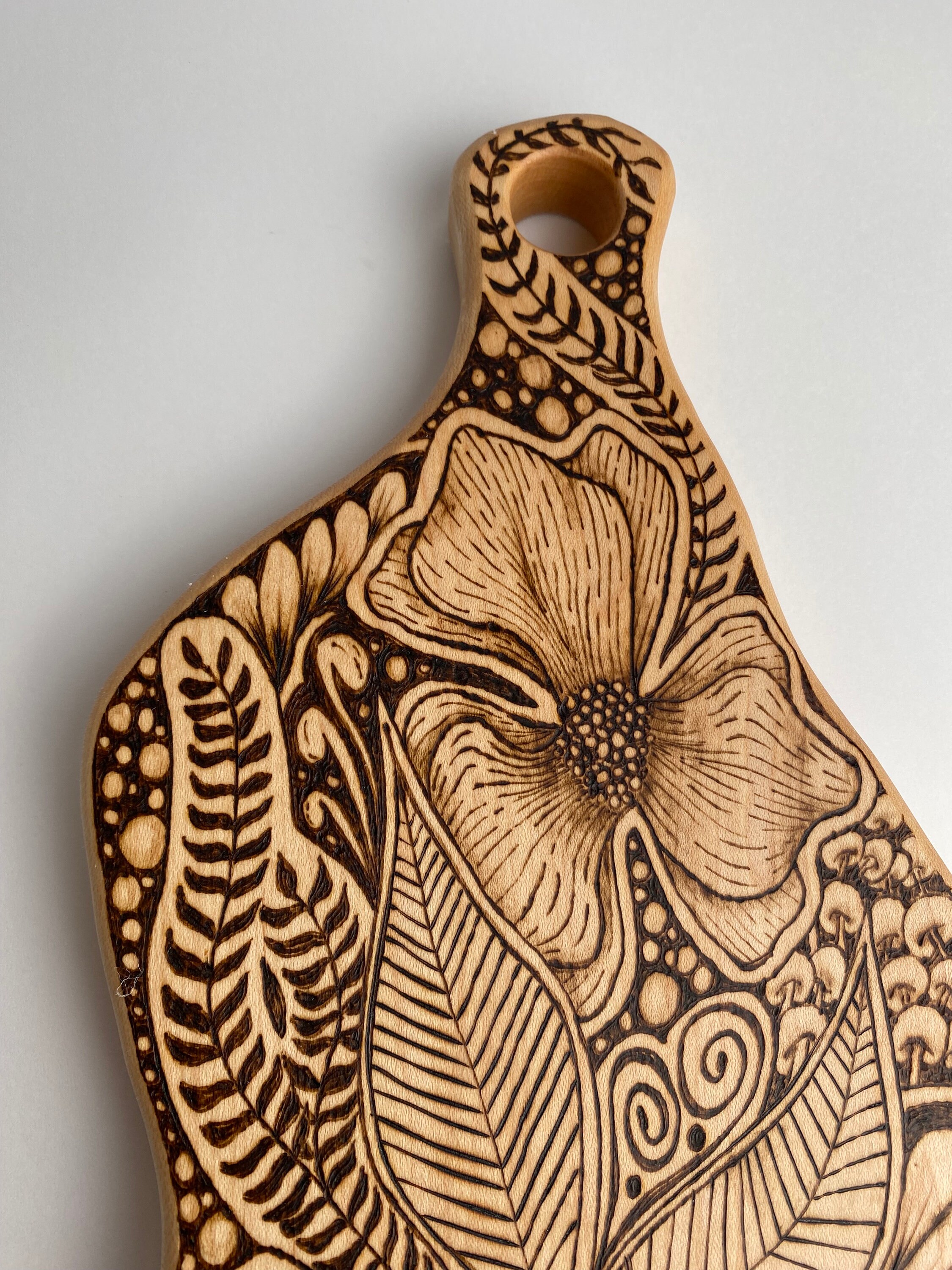 Handmade Charcuterie Board Pyrography Freehand Zentangle Design ...