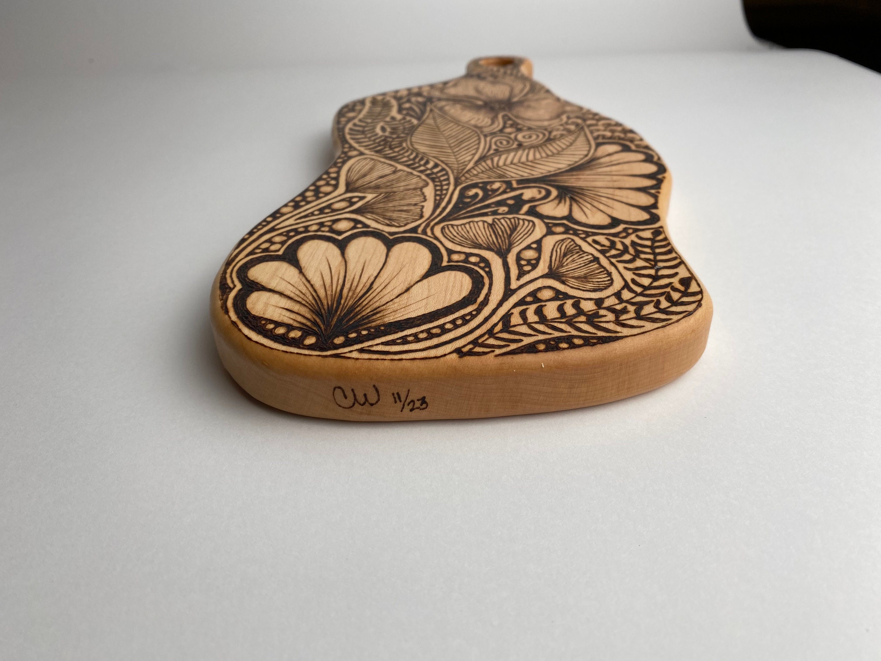 Handmade Charcuterie Board Pyrography Freehand Zentangle Design ...