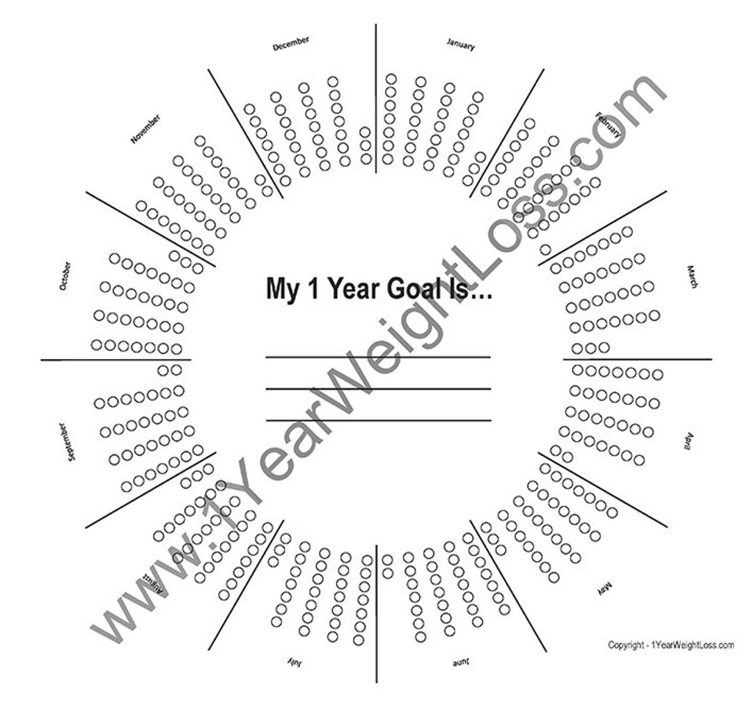 1 Year Goal Chart, New Years Resolution Tracker, Habit Tracker Journal ...