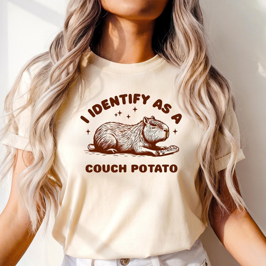I Identify as A Couch Potato Funny Meme Capybara Shirt, Funny Capybara ...