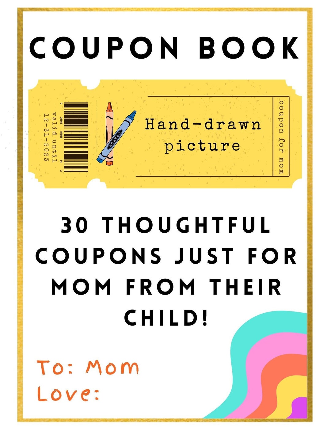 Coupon Book for Mom, Printable Coupon Book, Mother's Day Present, 30 ...