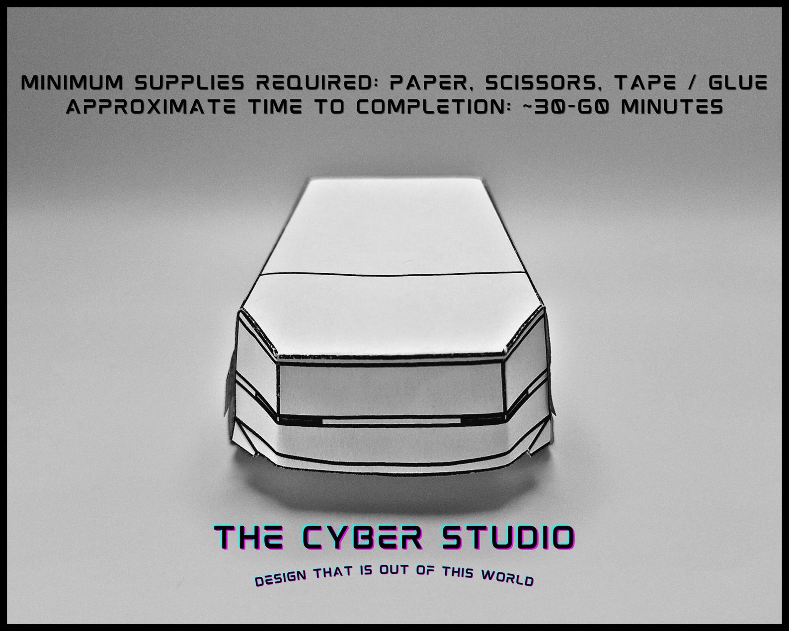 Tesla Cybertruck Black & White EV Foldable Paper Car Truck Origami ...