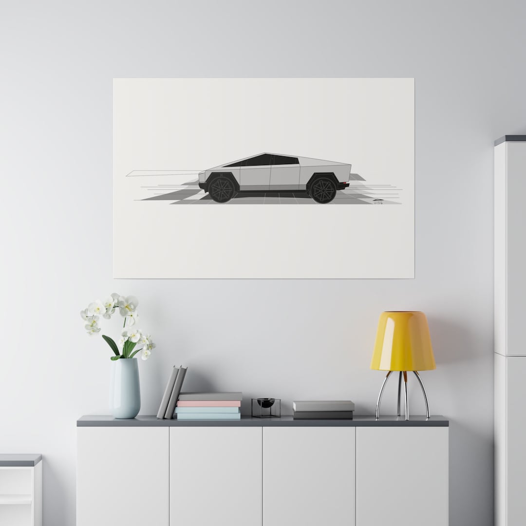 Tesla Cybertruck Wall Art Artwork & Portrait white Background Perfect ...