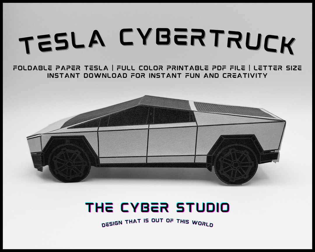 Tesla Cybertruck Full Color Stainless Steel Foldable Paper Origami ...