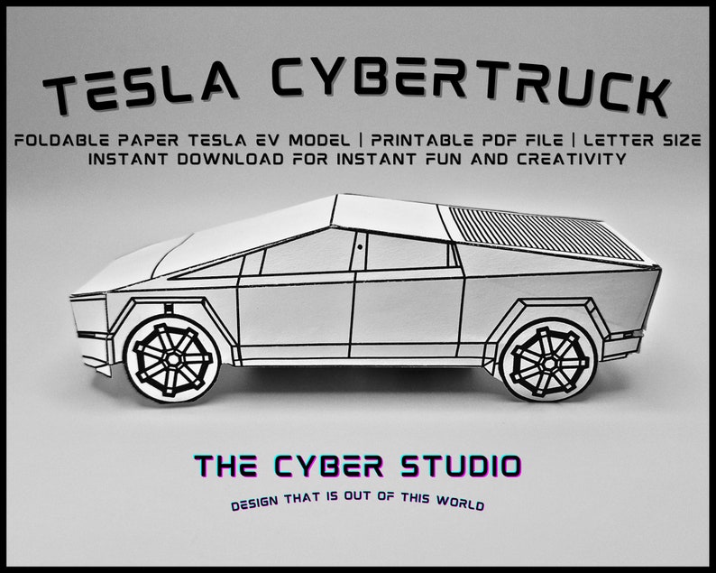 Tesla Cybertruck Black & White EV Foldable Paper Car Truck Origami ...