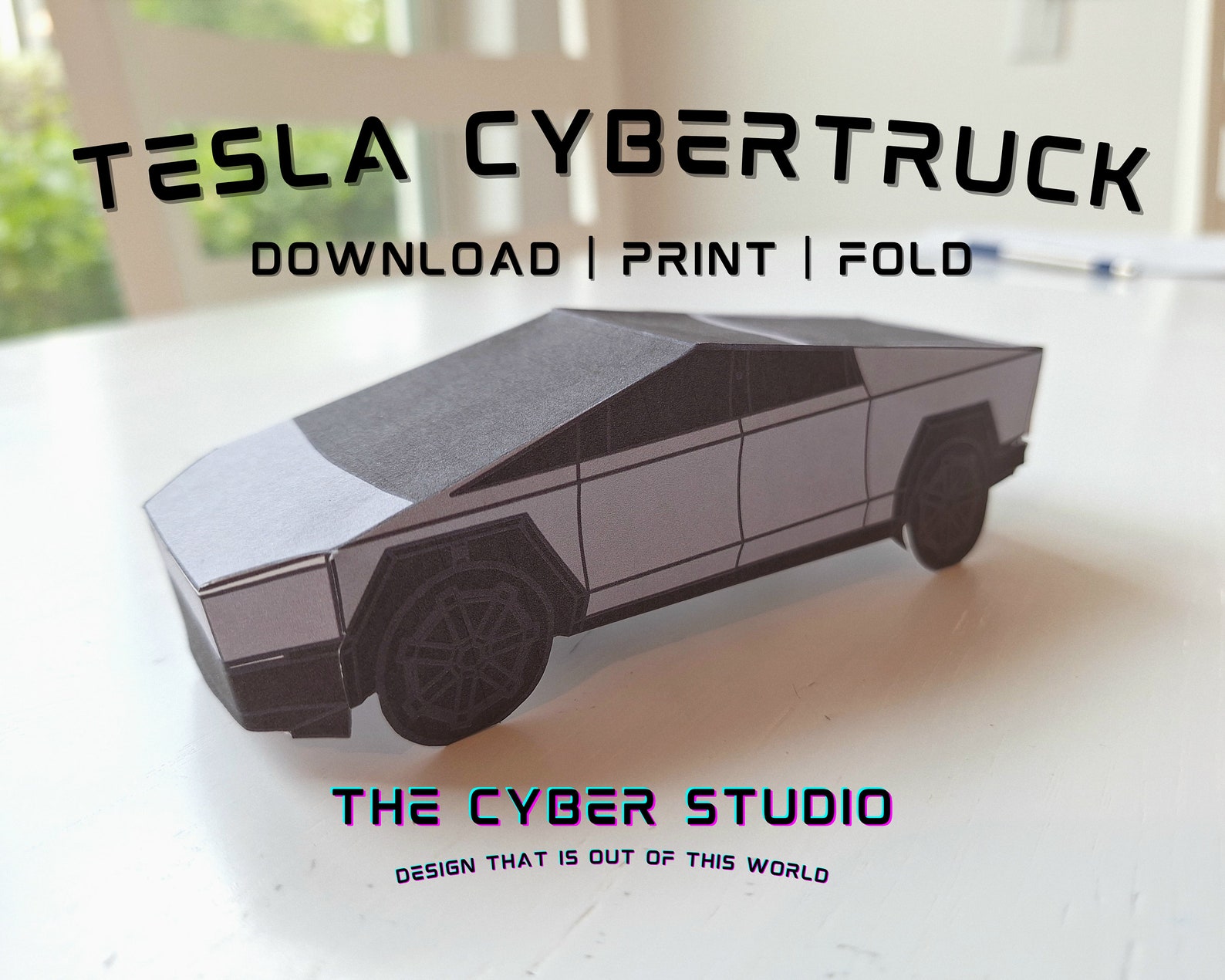Tesla Cybertruck Full Color Stainless Steel Foldable Paper Origami ...