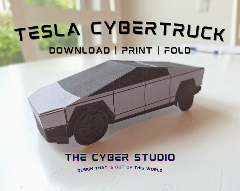 Tesla Cybertruck Full Color Stainless Steel Foldable Paper Origami ...