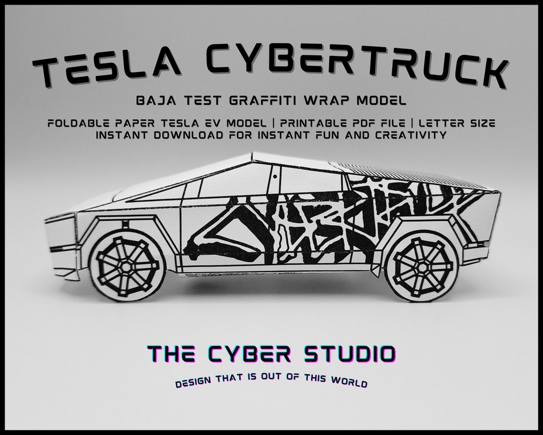 Tesla Baja Graffiti Cybertruck EV Foldable Origami Craft Model PDF ...