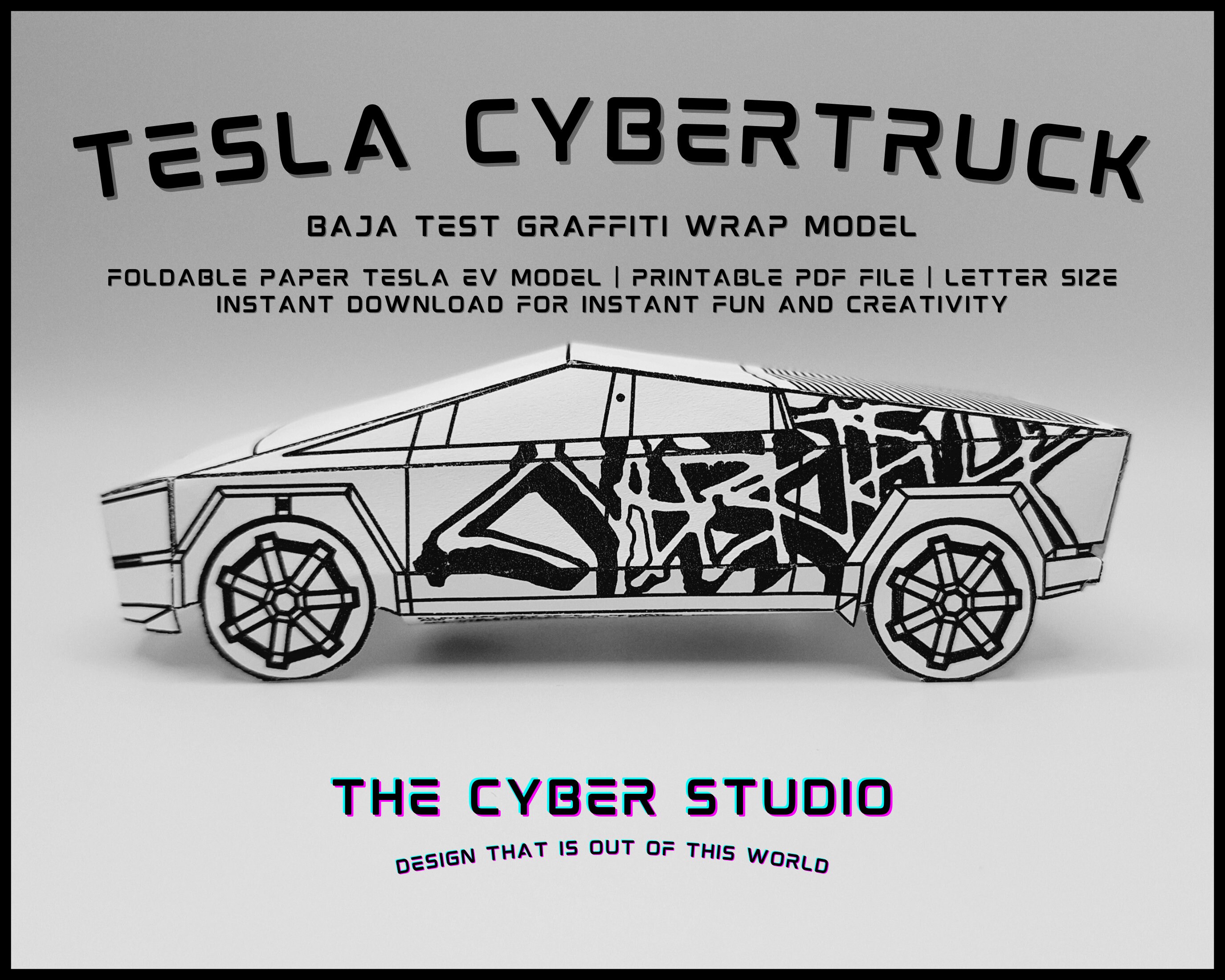 Tesla Baja Graffiti Cybertruck EV Foldable Origami Craft Model PDF ...